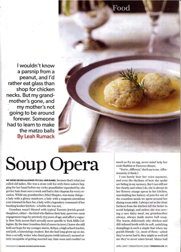 Soup Opera (Toronto Life) ⋆ Leah Rumack